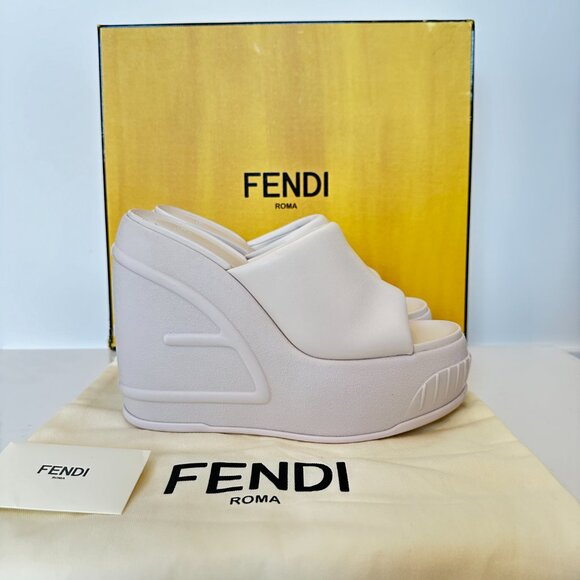 Fendi | Shoes | New Fendi First Wedge Slide Sandal Padded Leather ...